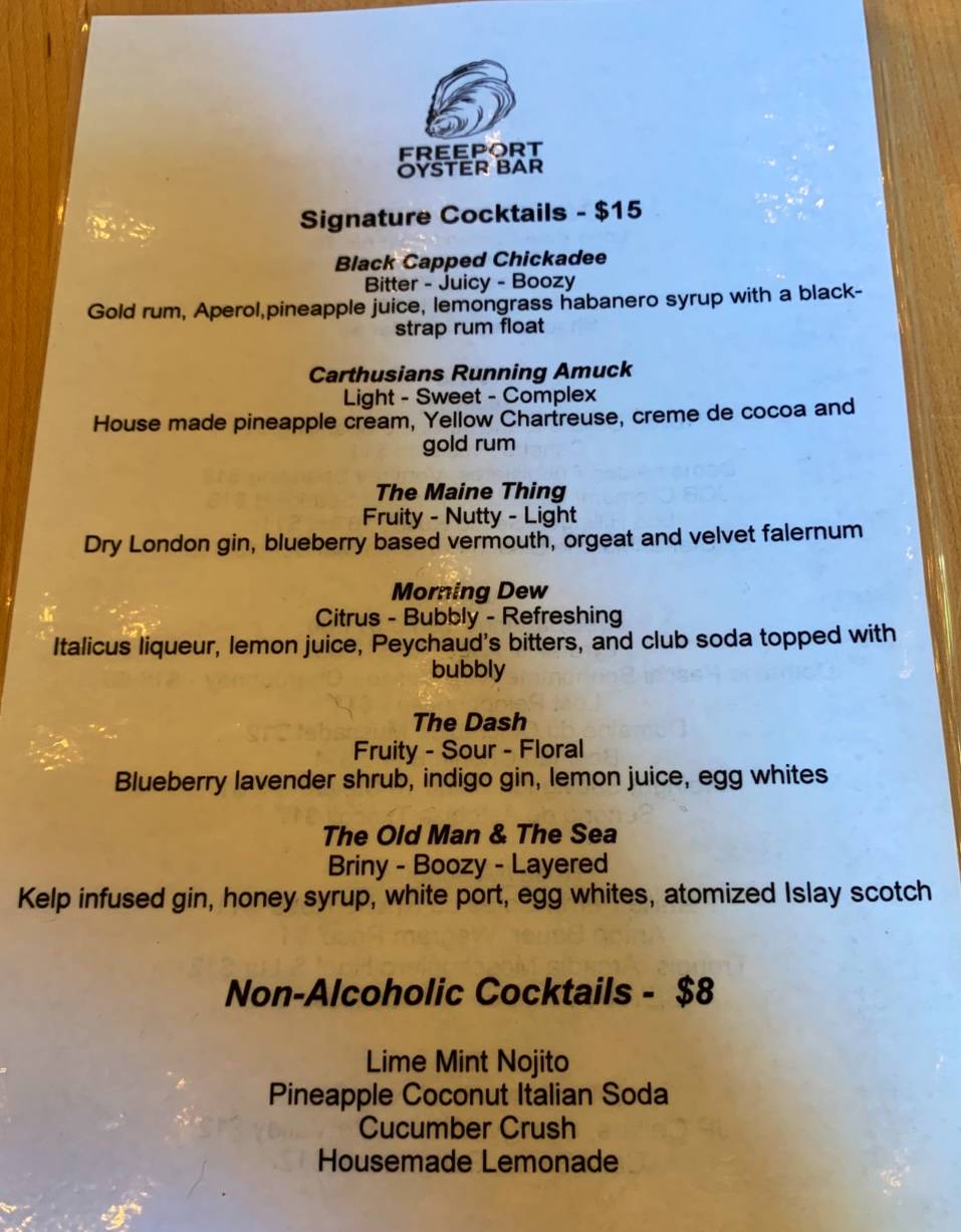 Menu at Freeport Oyster Bar, Freeport