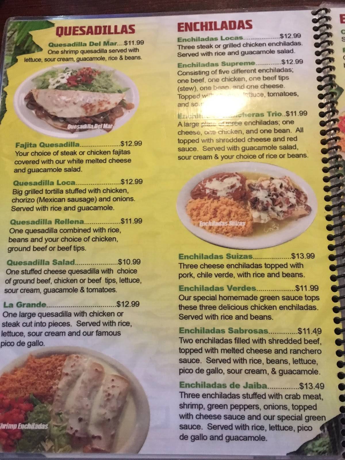 Menu at El Burrito Feliz restaurant, Fremont