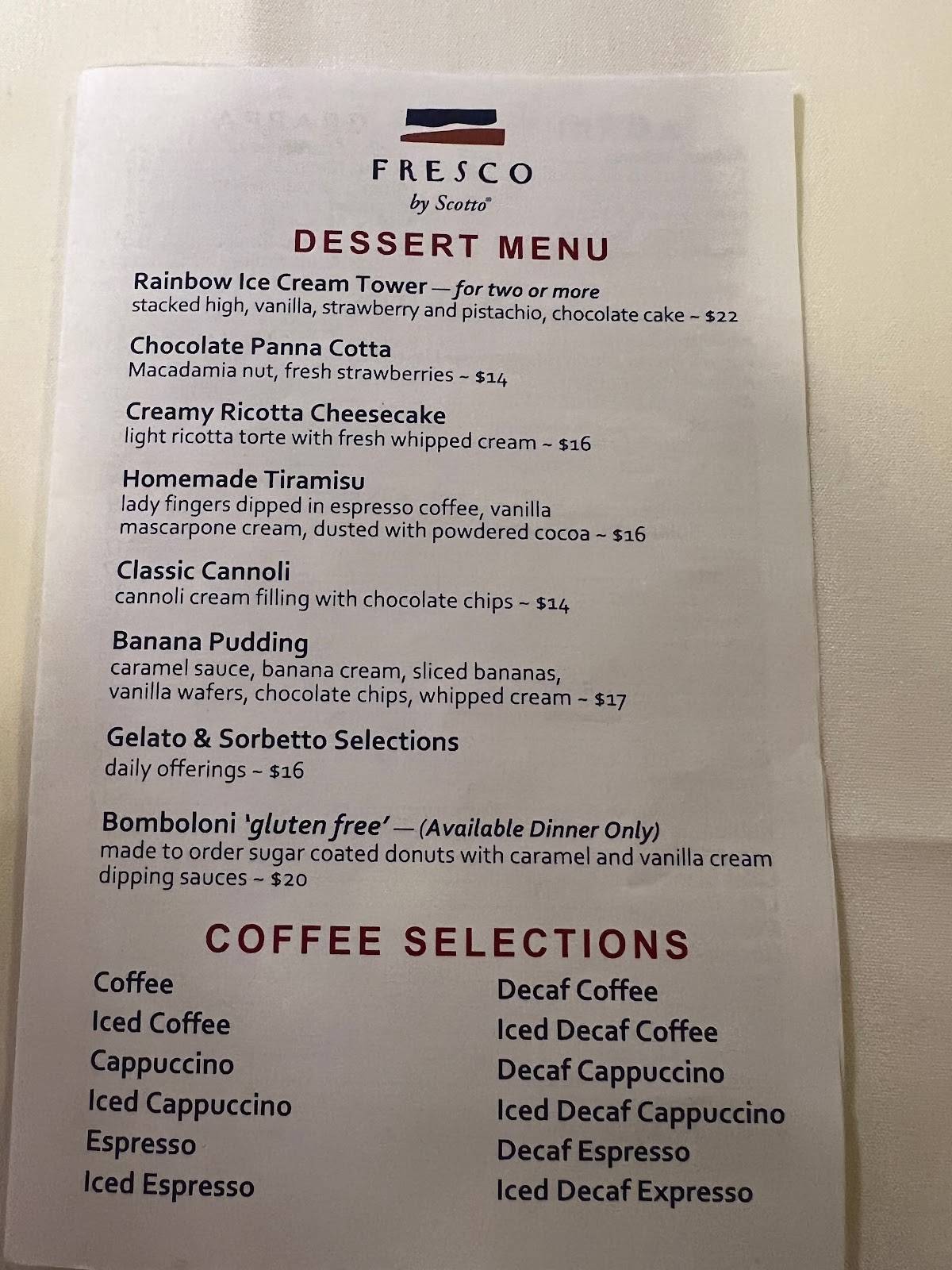 Menu at Fresco by Scotto restaurant, West New York, 34 E 52nd St