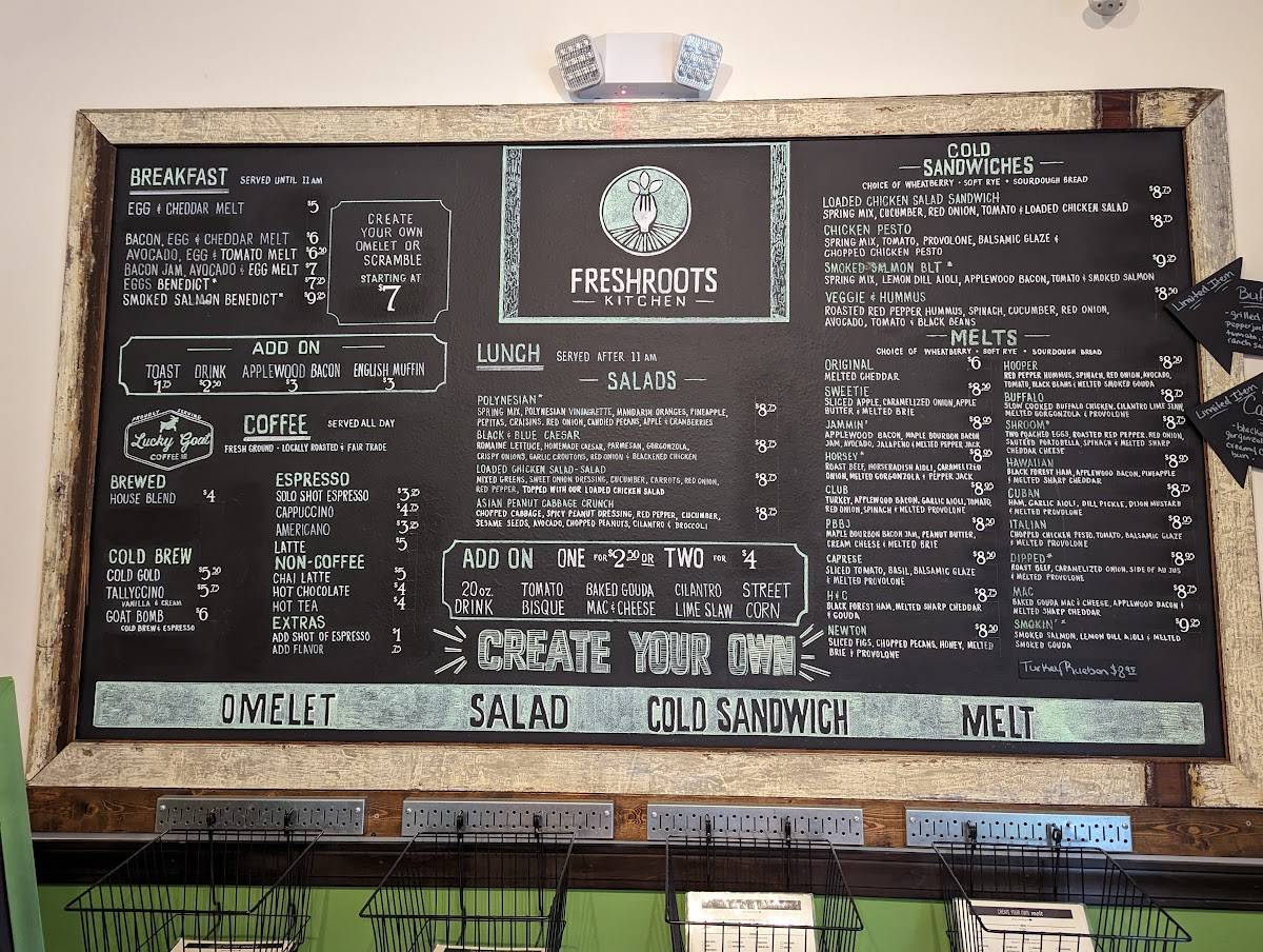 Menu at Freshroots Kitchen cafe, Tallahassee