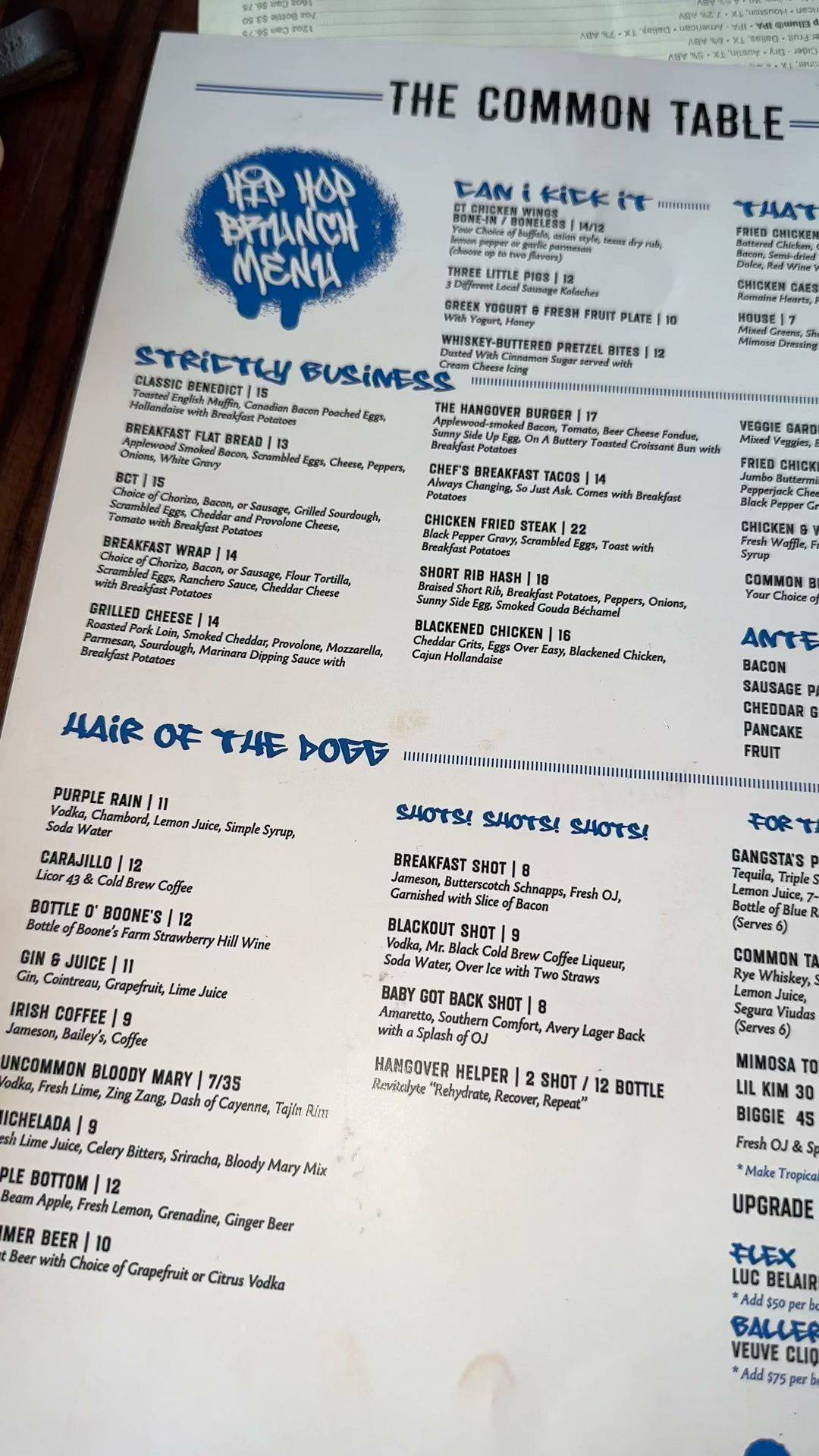 Menu at The Common Table pub & bar, Frisco, Winning Dr #1005