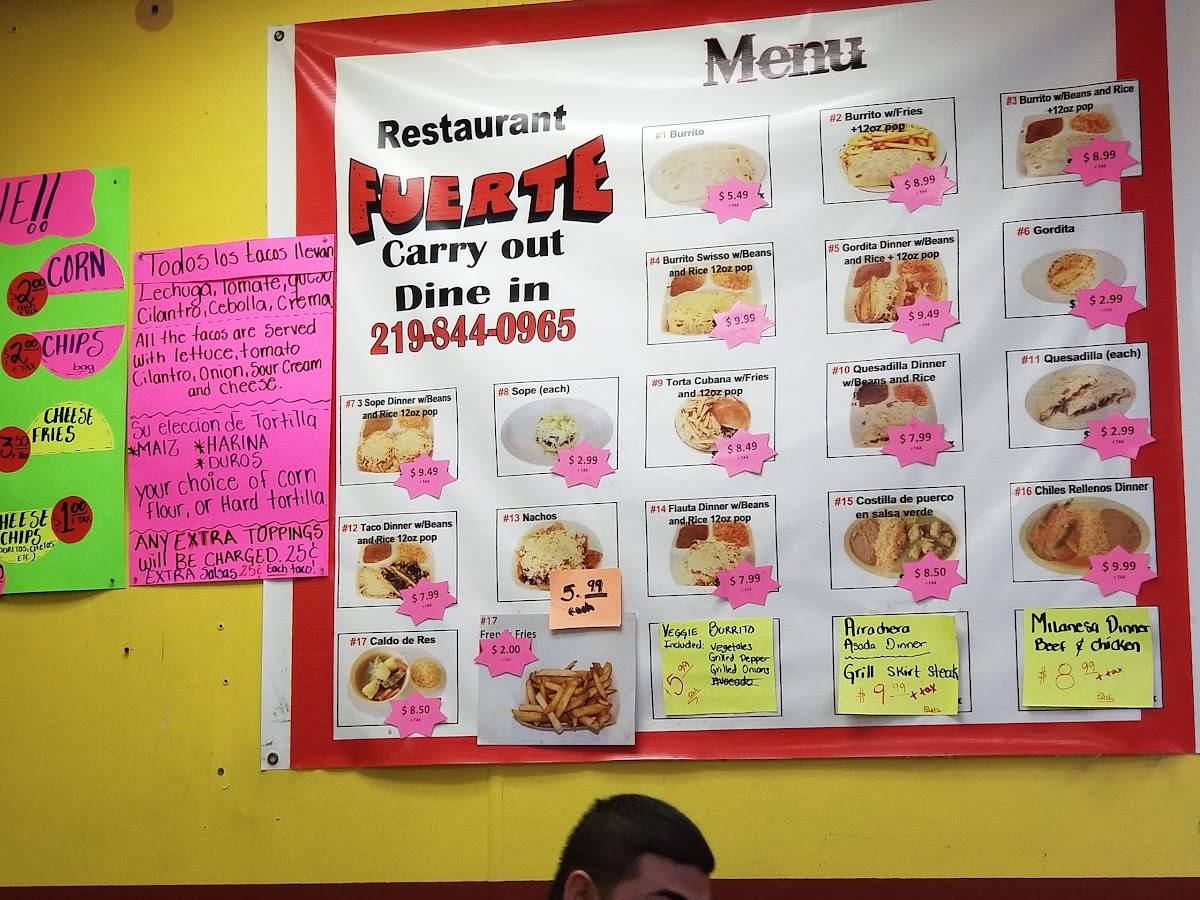 Menu at Fuerte Restaurant, Hammond