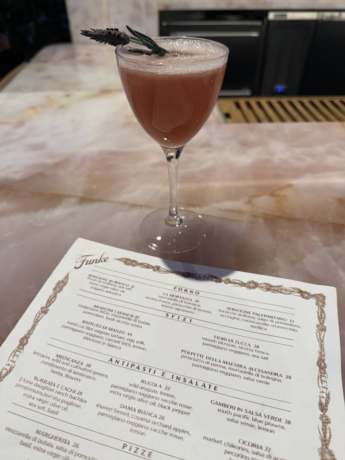 Menu at Funke pub & bar, Beverly Hills