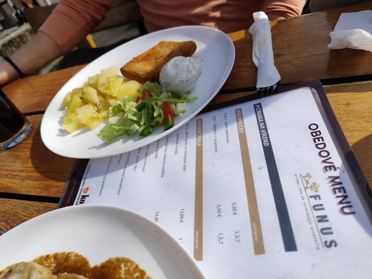 Menu at Funus restaurant, Bratislava