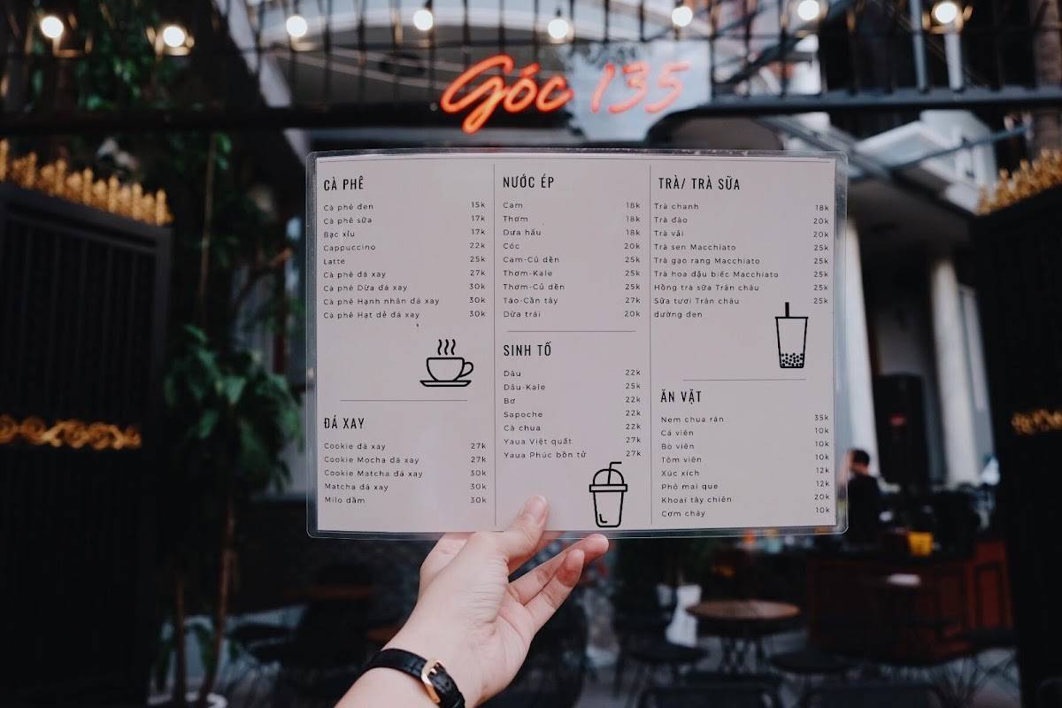 Menu at Góc 135 Coffee cafe, Ho Chi Minh City