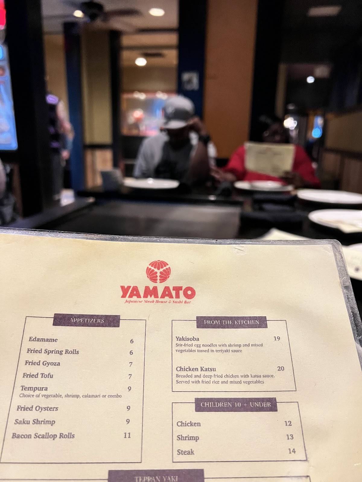Menu at Yamato Japanese Restaurant, Gainesville