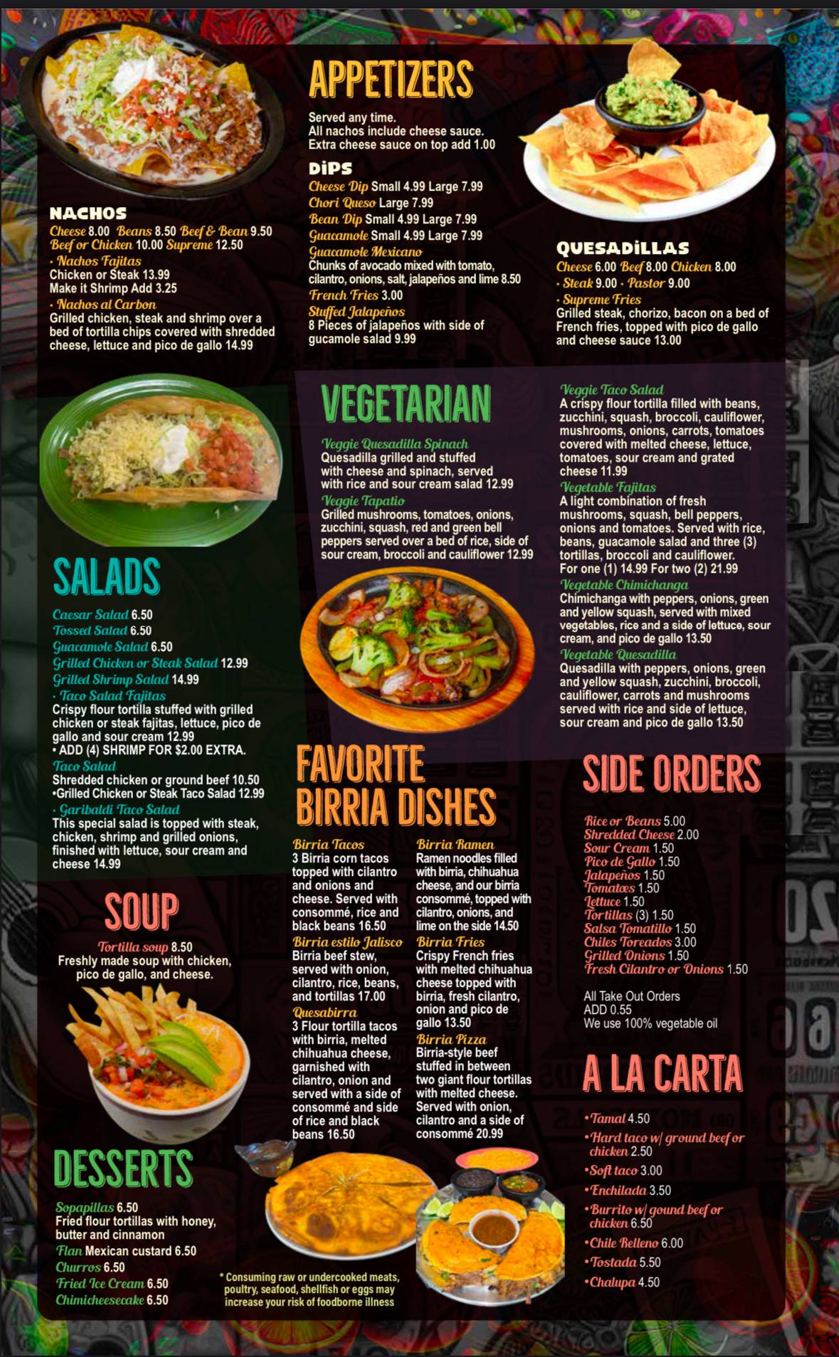 Menu at Garibaldi Mexican Bar and Grill, Hartford