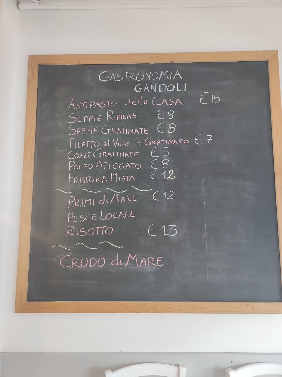 Menu at Gastronomia Gandoli da Renato restaurant, Leporano Marina
