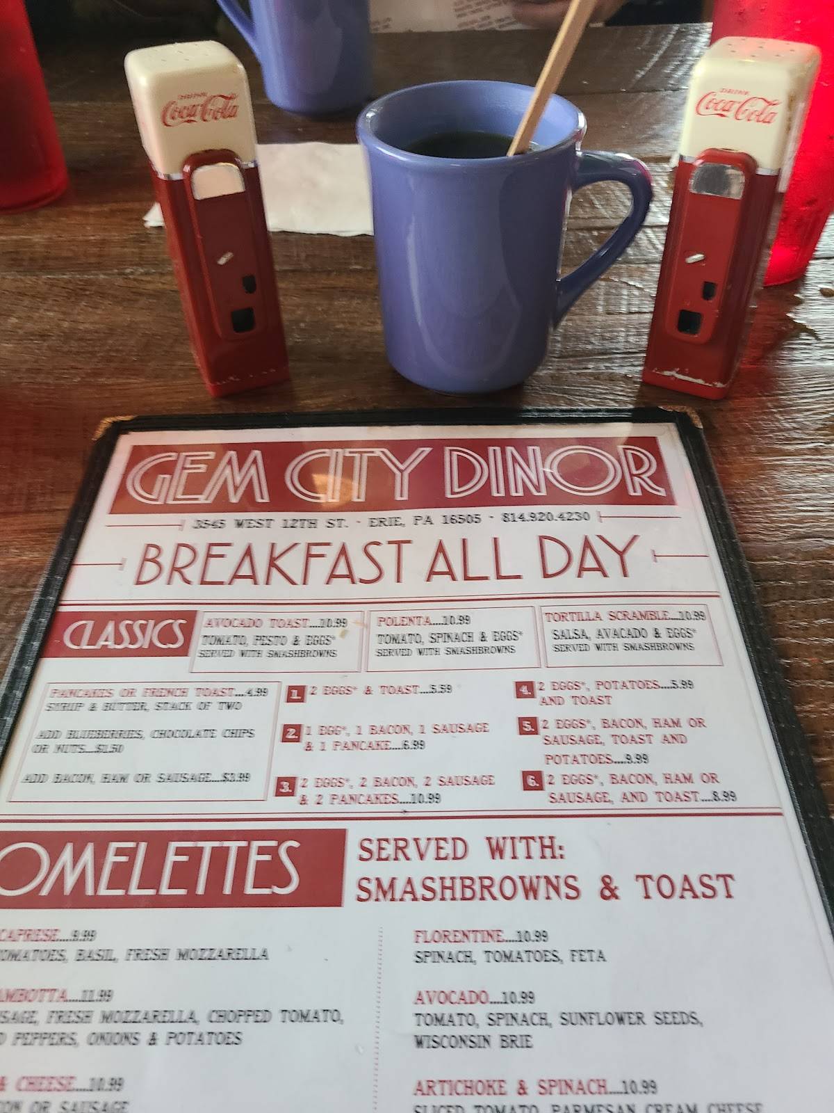 Menu at Gem City Dinor restaurant, Erie