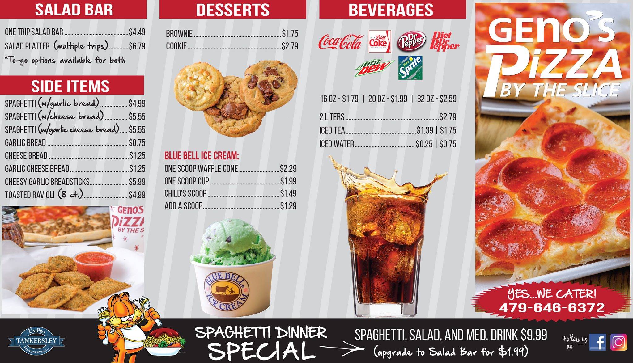 Menu at Geno's Pizza By The Slice pizzeria, Fort Smith, Jenny Lind Rd