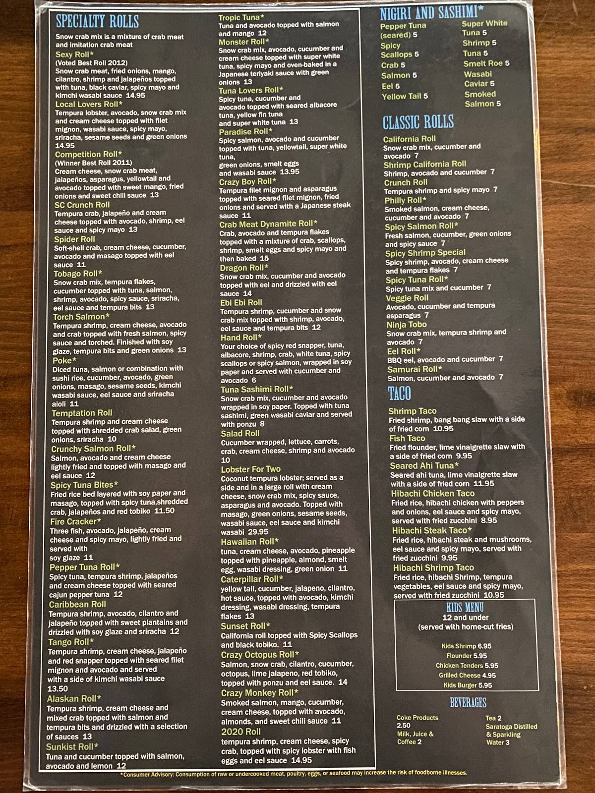 Menu at Rollin Local restaurant, Georgetown
