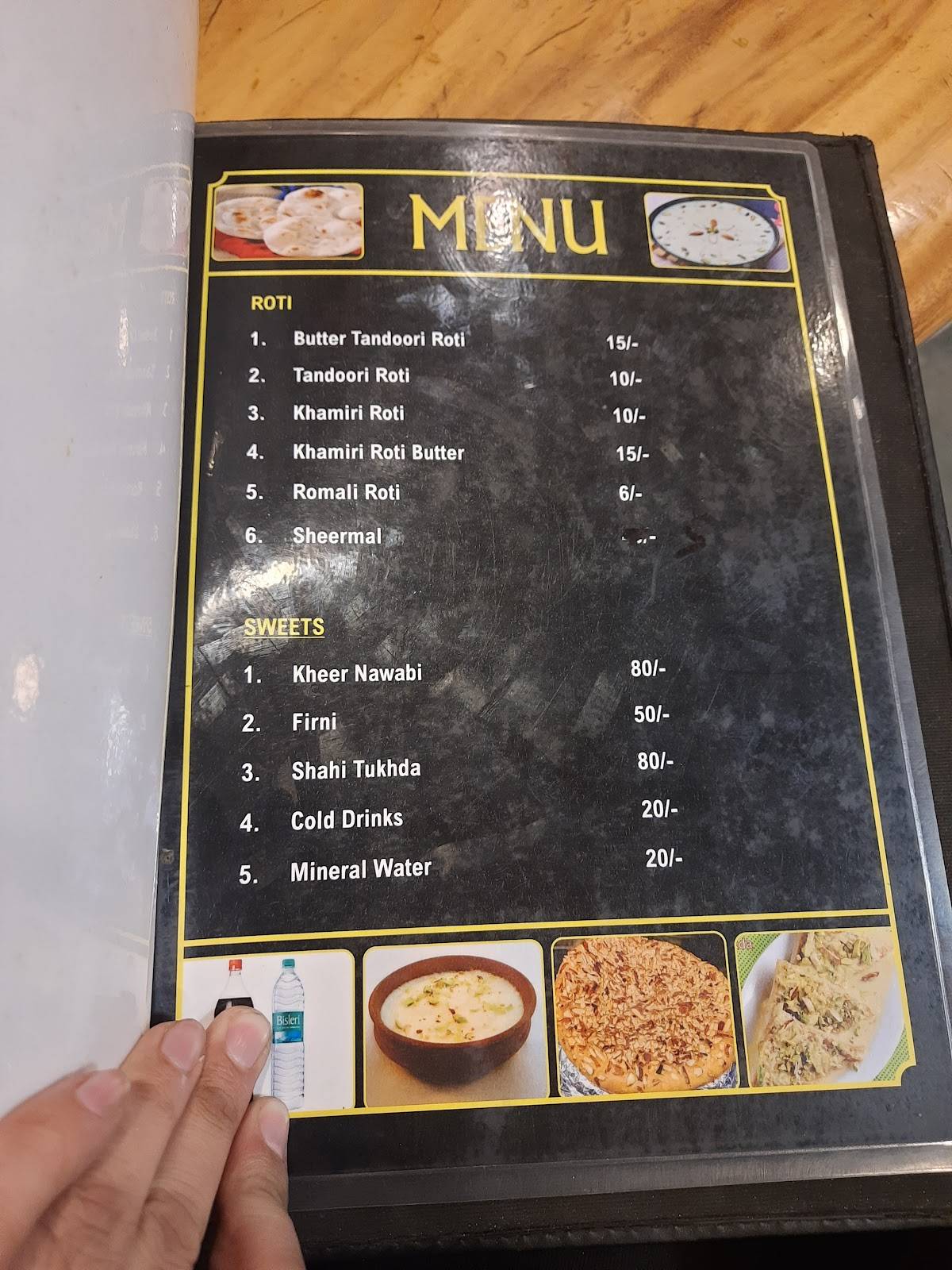 Menu at Ghalib Kabab Corner, New Delhi