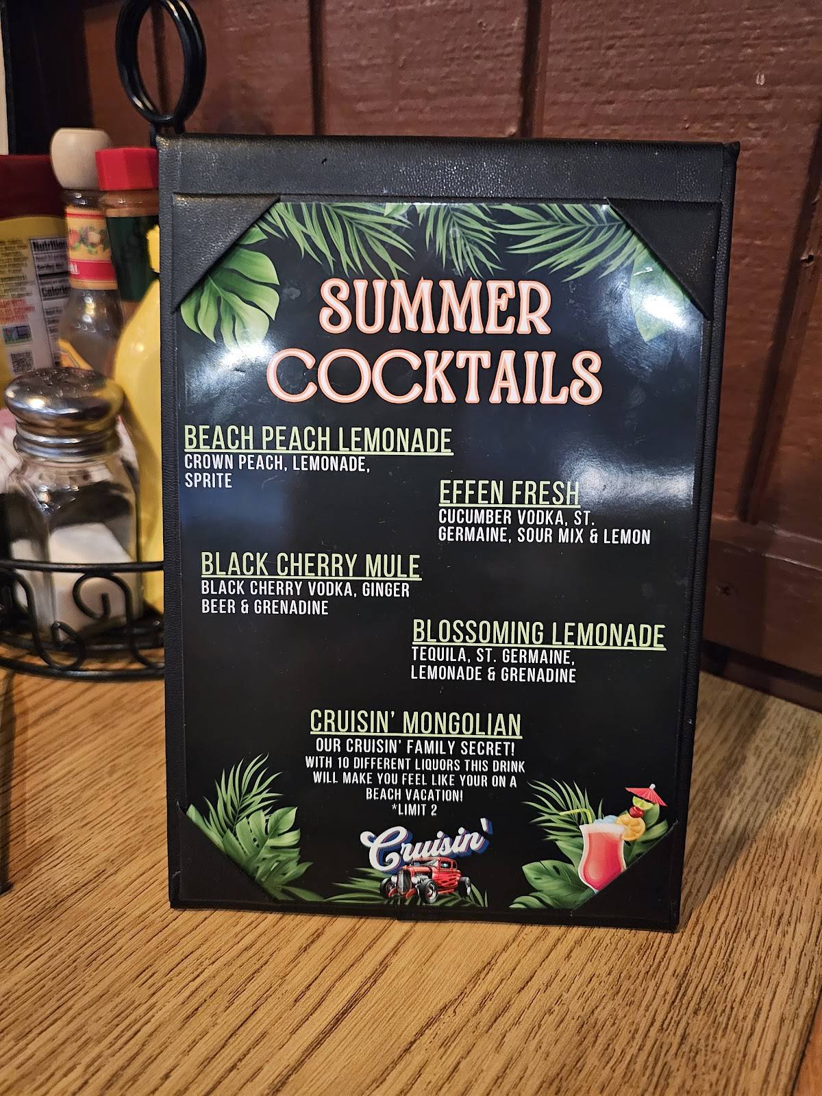 Menu at Cruisin Gilbert’s pub & bar, Gilberts