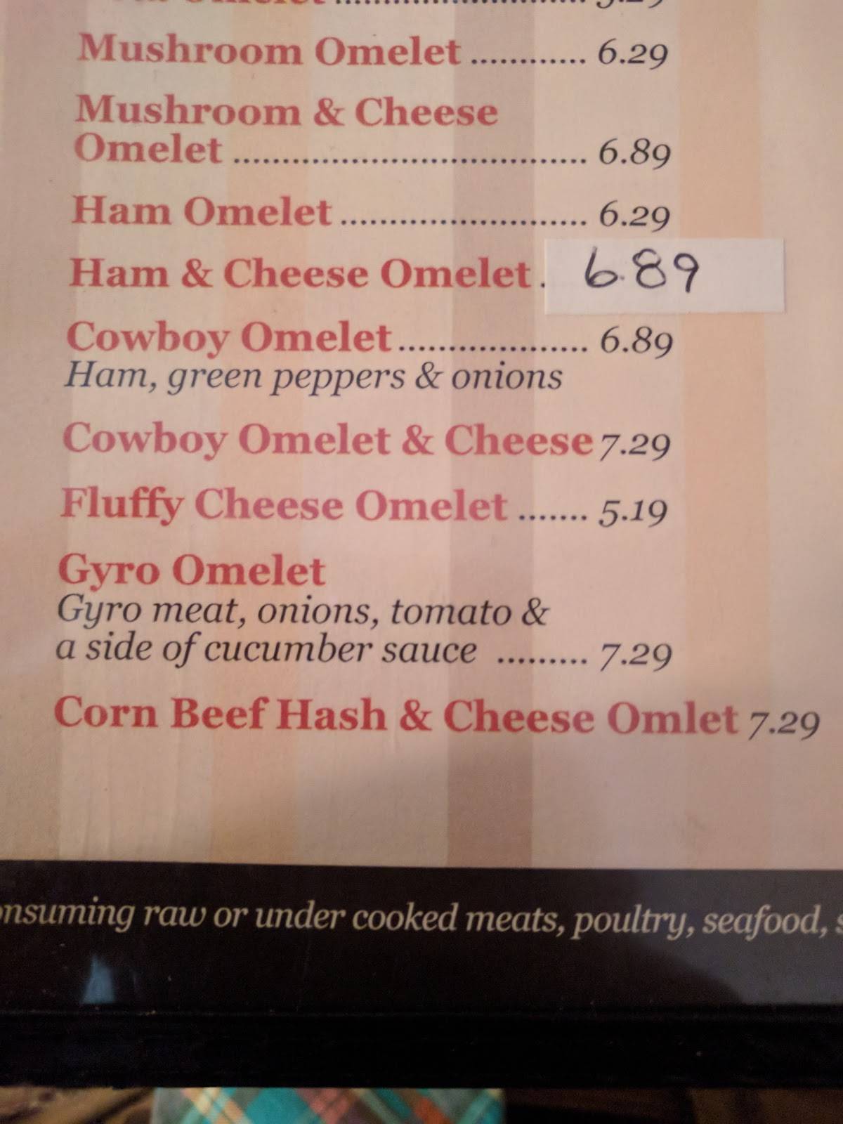 Menu at Yankee Kitchen Restaurant, Vienna Center