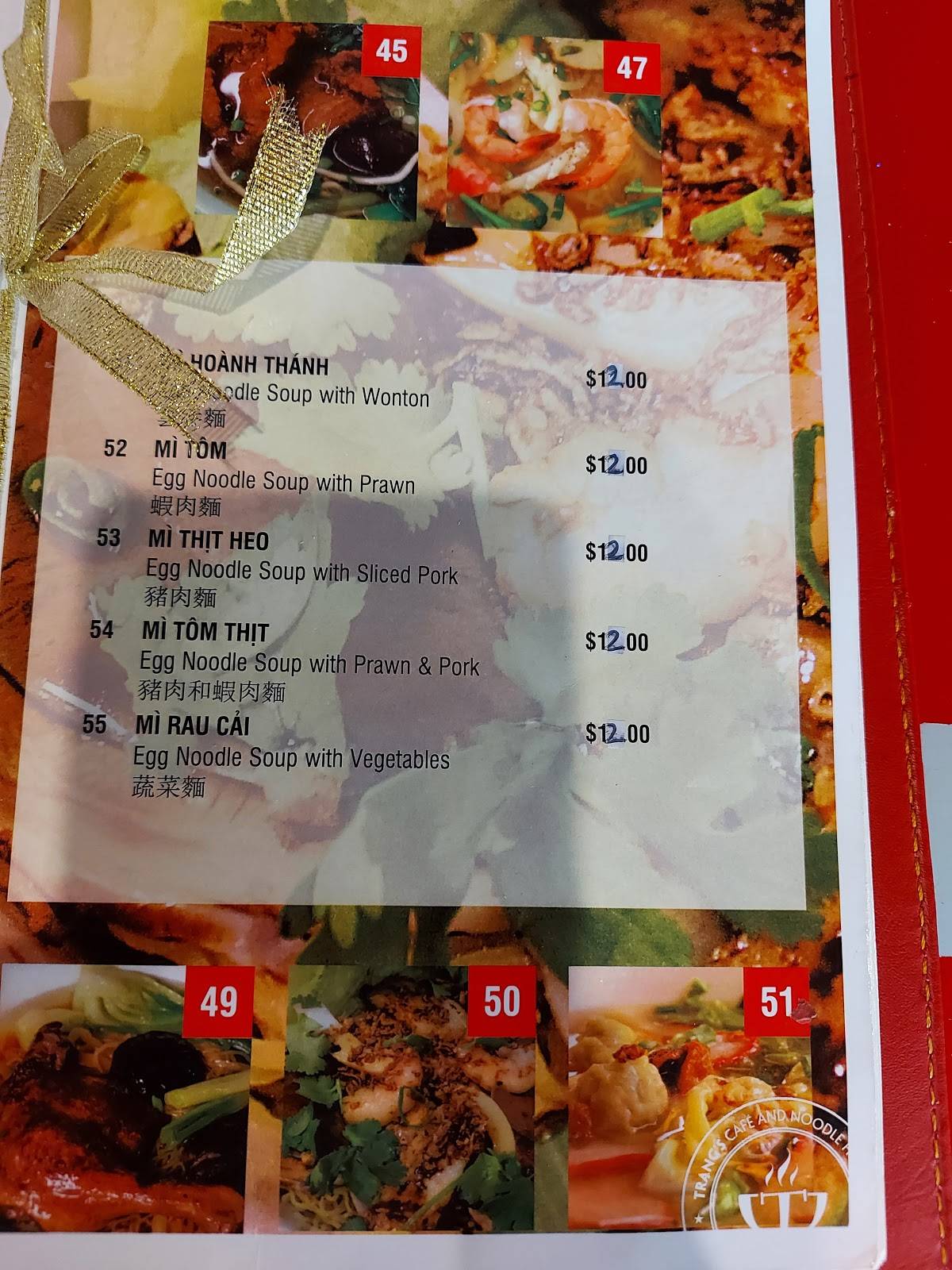 Menu at Trang's Cafe & Noodle House, Girrawheen