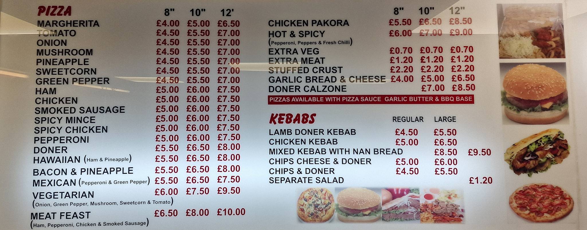 Menu at Girvan Pizzeria/work, Girvan