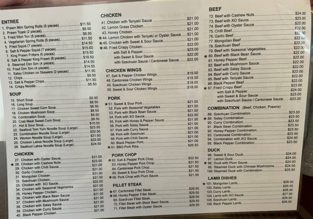 Menu at Glamorous Chinese Restaurant, Bullsbrook, 2/2529 Great Northern Hwy