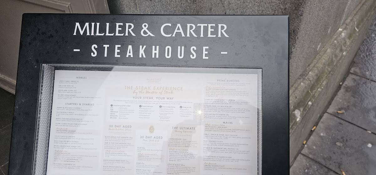Menu at Miller & Carter Glasgow steakhouse, Glasgow, 47 St Vincent St