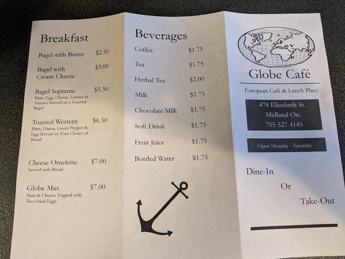 Menu at Globe Restaurant, Midland