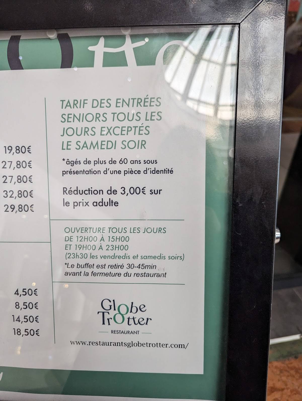 Menu au Globe Trotter restaurant, Chelles