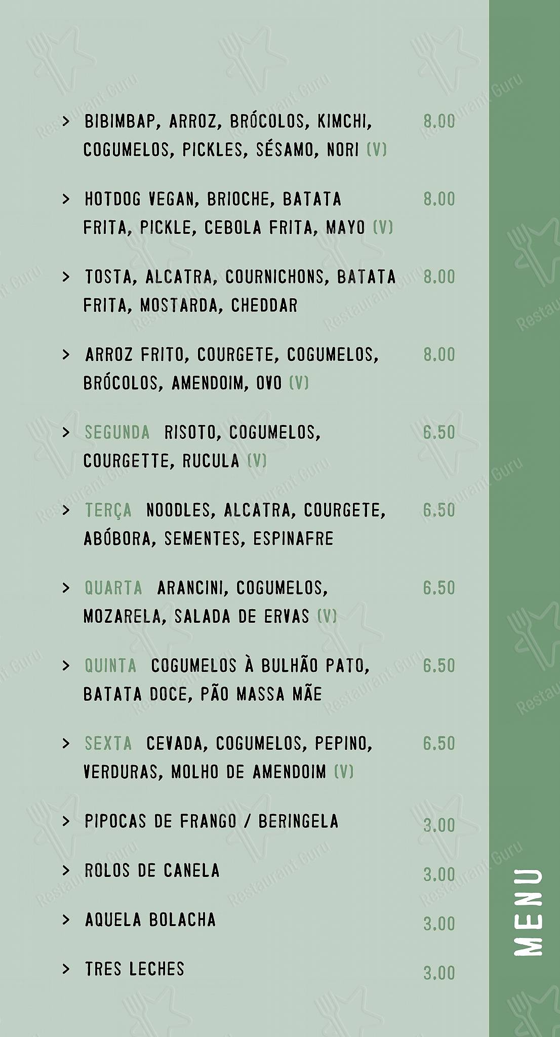 Carta del restaurante Goela, Oporto