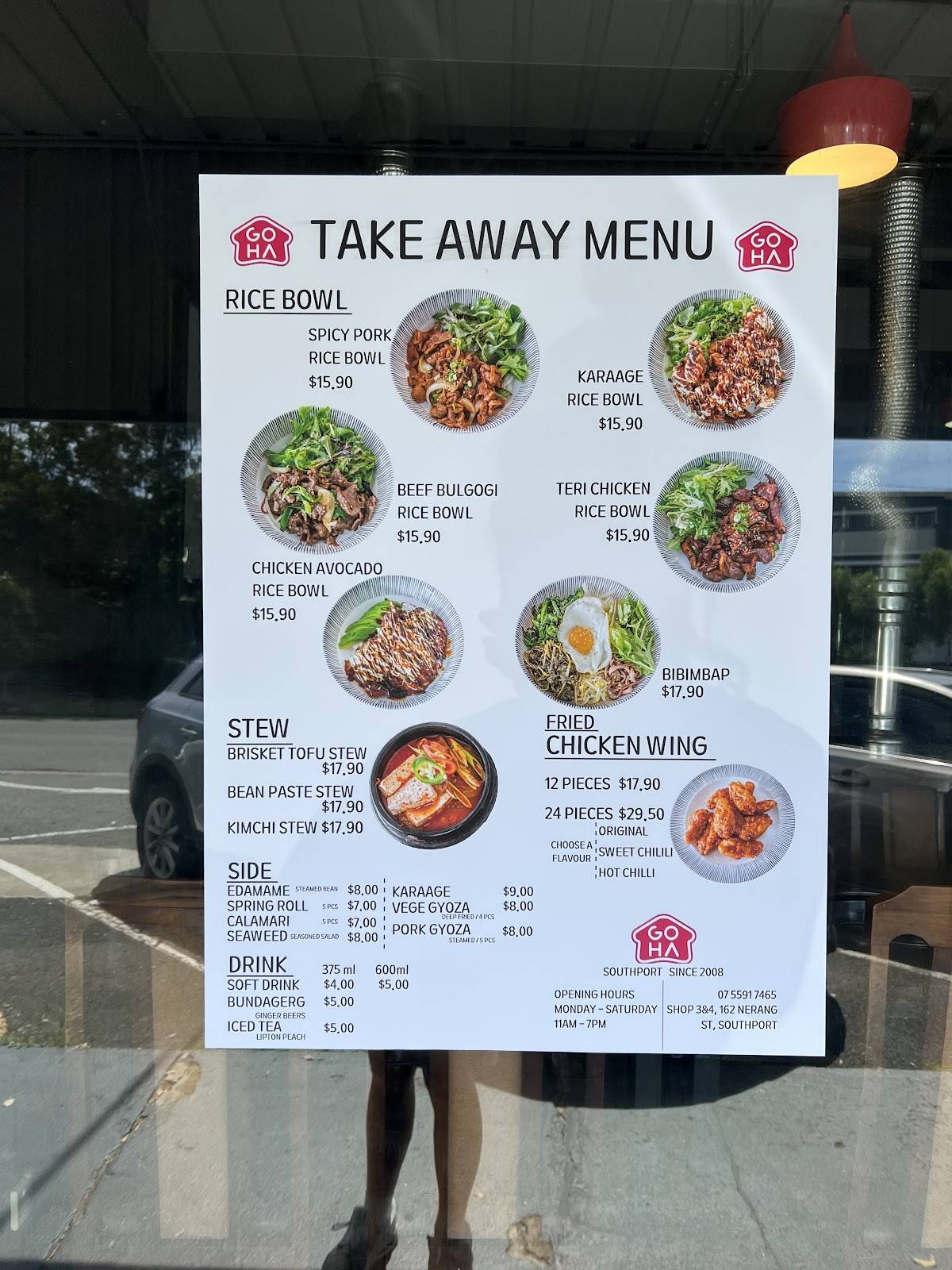 Carta de Goha Korean Restaurant, Southport