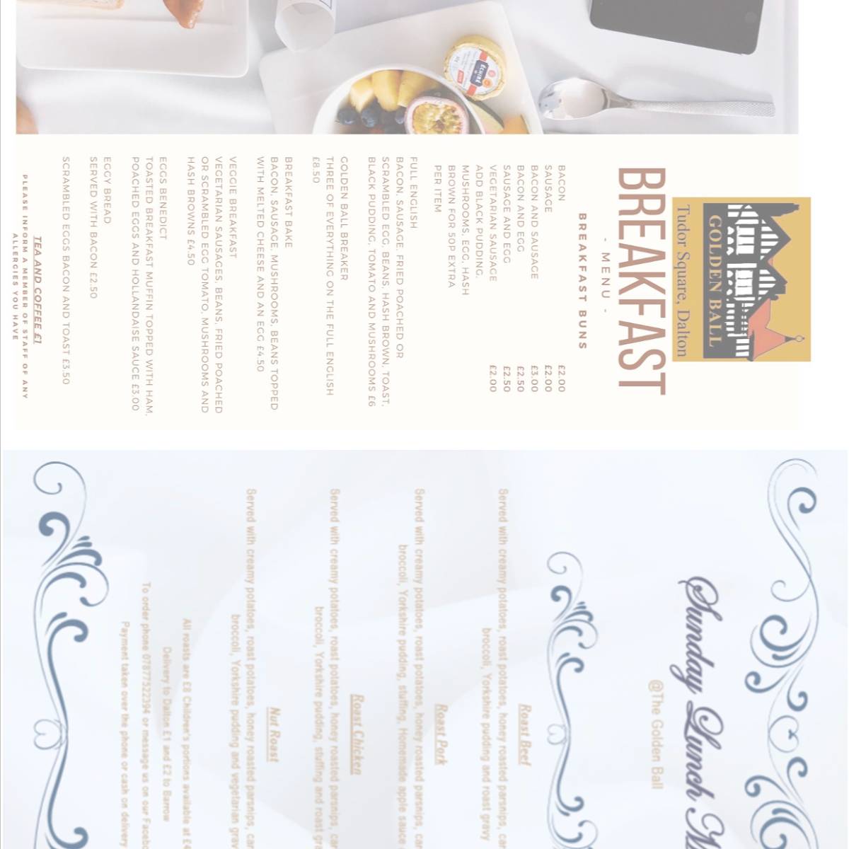 Menu at Golden Ball Inn pub & bar, Dalton-in-Furness