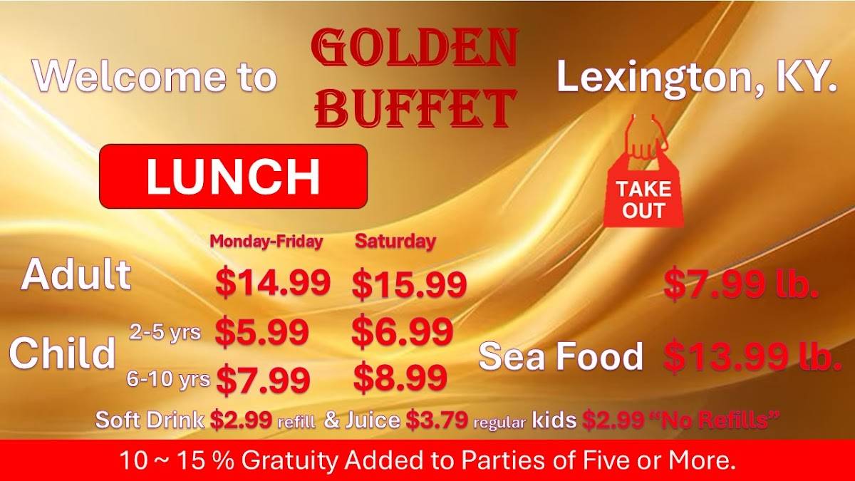 Menu at Golden Buffet restaurant, Lexington, Richmond Rd