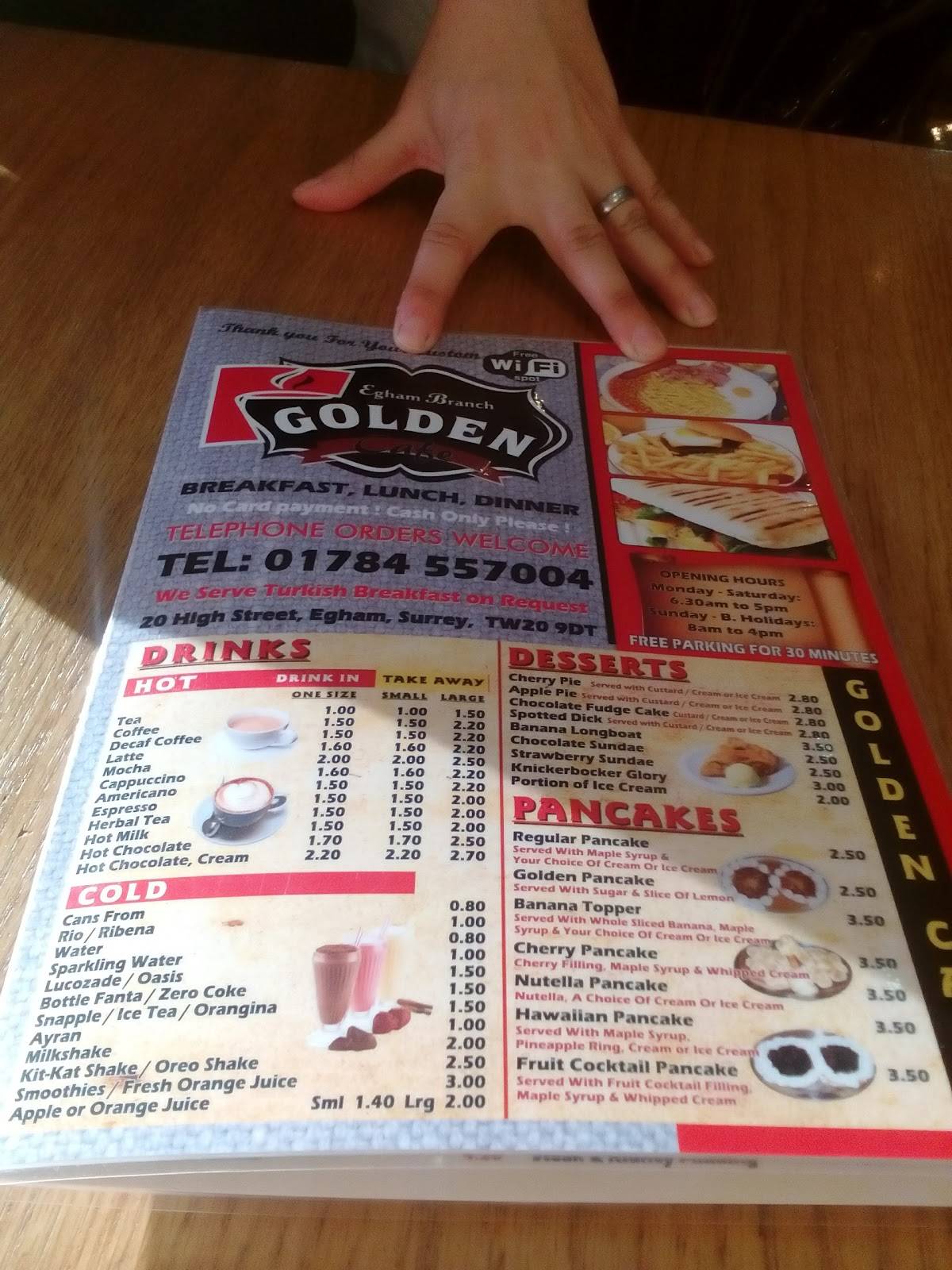 Menu at Golden Cafe Egham branch, Egham