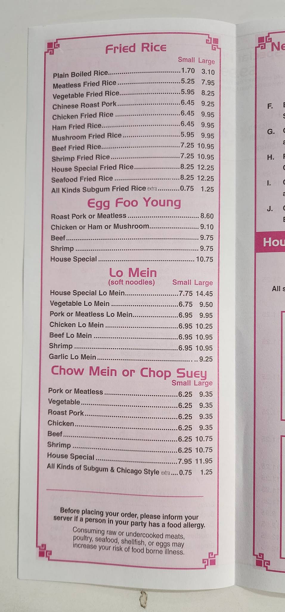 Menu at Golden Corner restaurant, Brockton