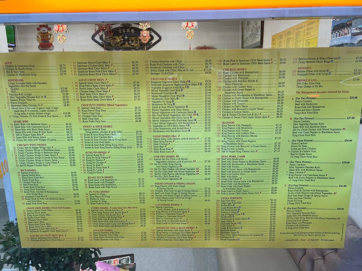 Menu at Golden Lily fast food, Paignton