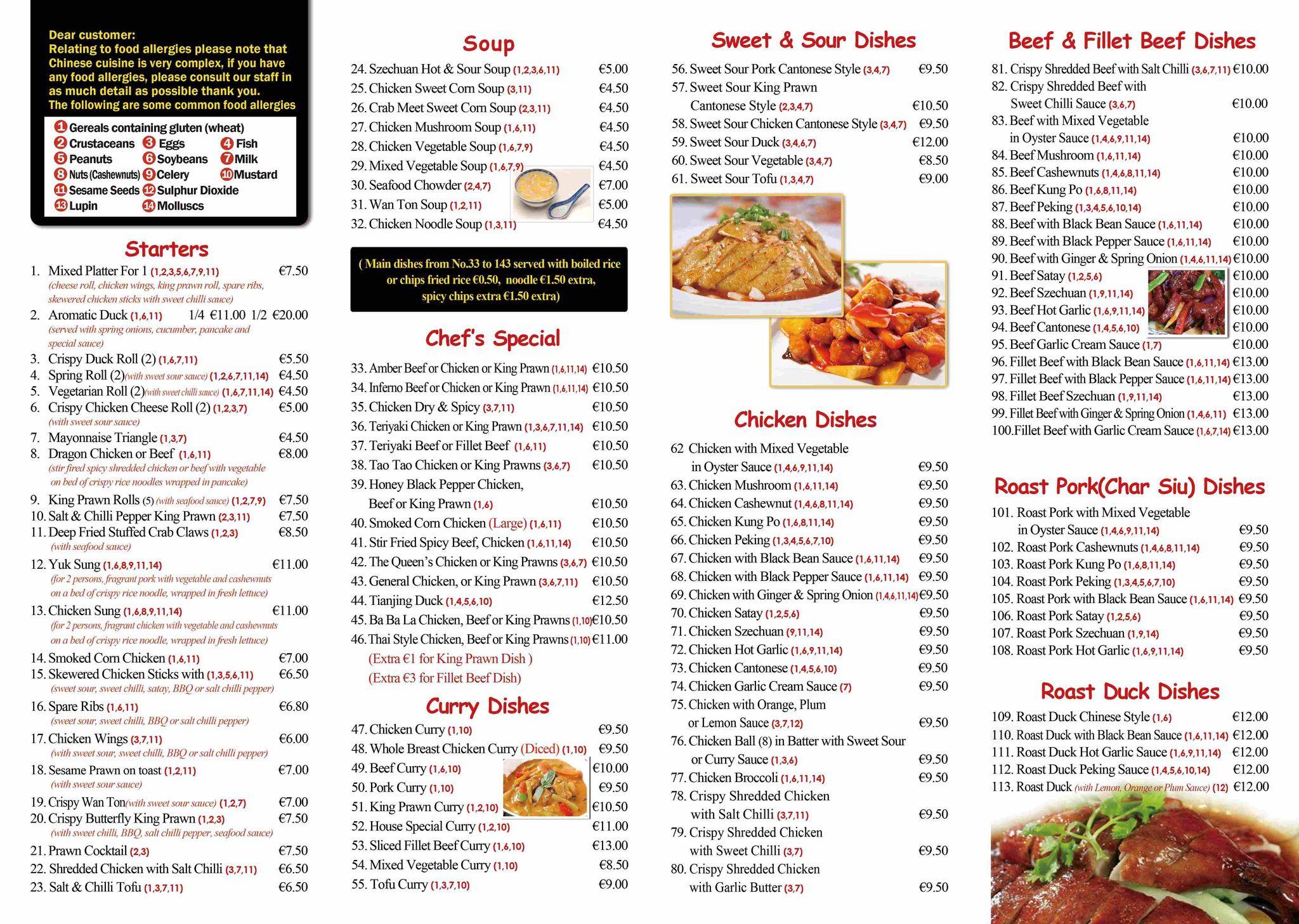 Menu at Golden Sea restaurant, Charlestown, Main St