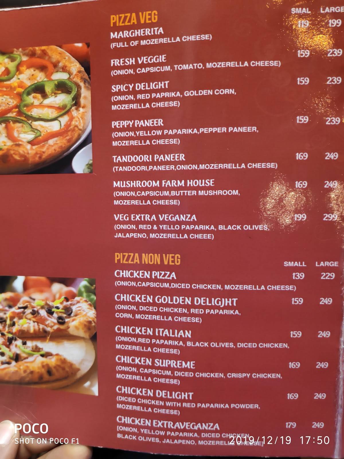 Menu at Golden Spoon, Eluru, Eluru