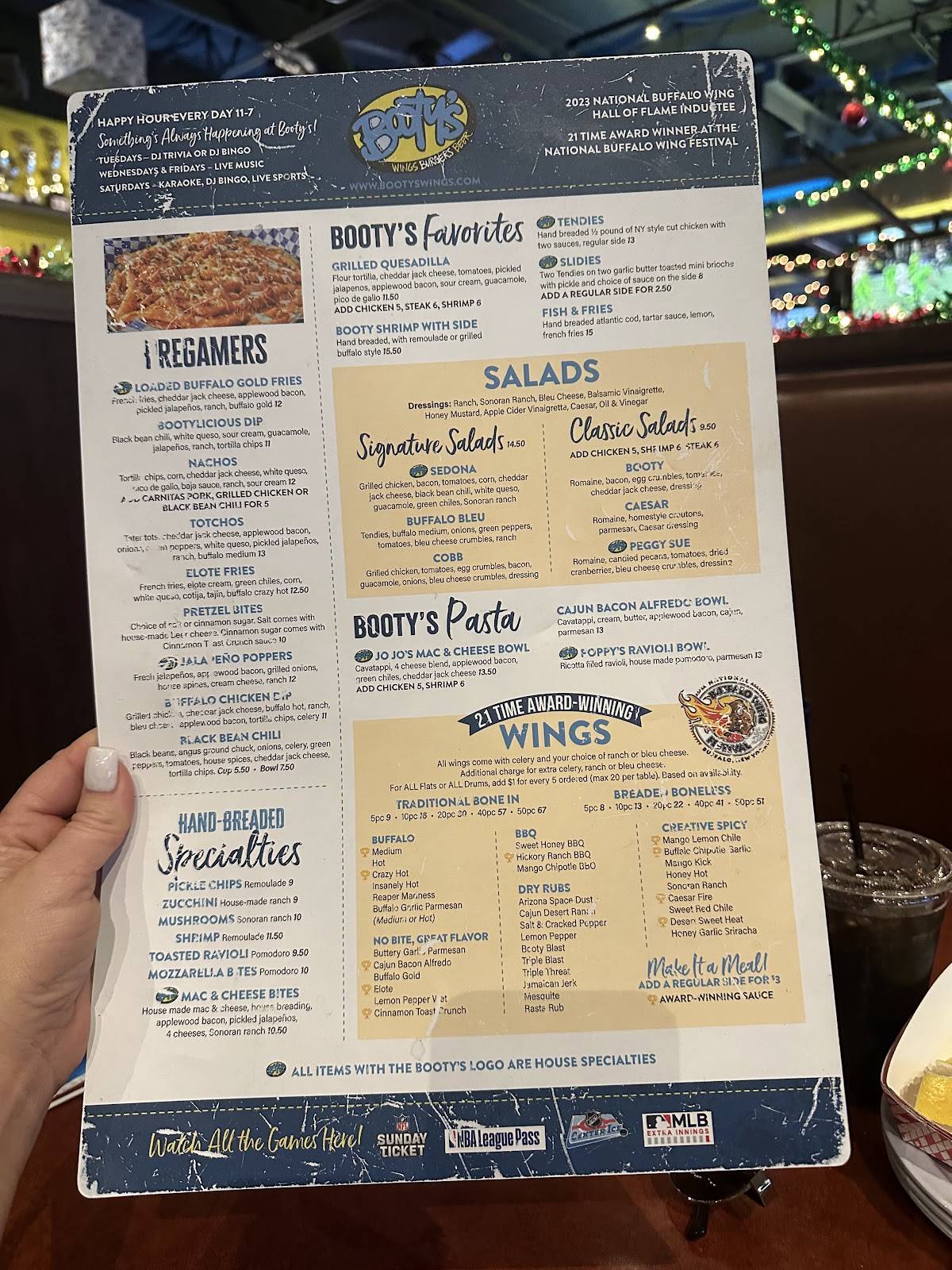 Menu at Booty's Wings Burgers & Beer restaurant, Goodyear