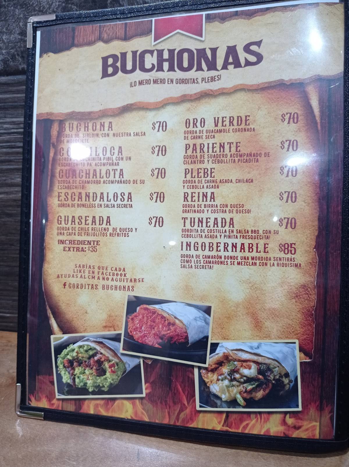 Menu at Gorditas Buchonas restaurant, Gómez Palacio