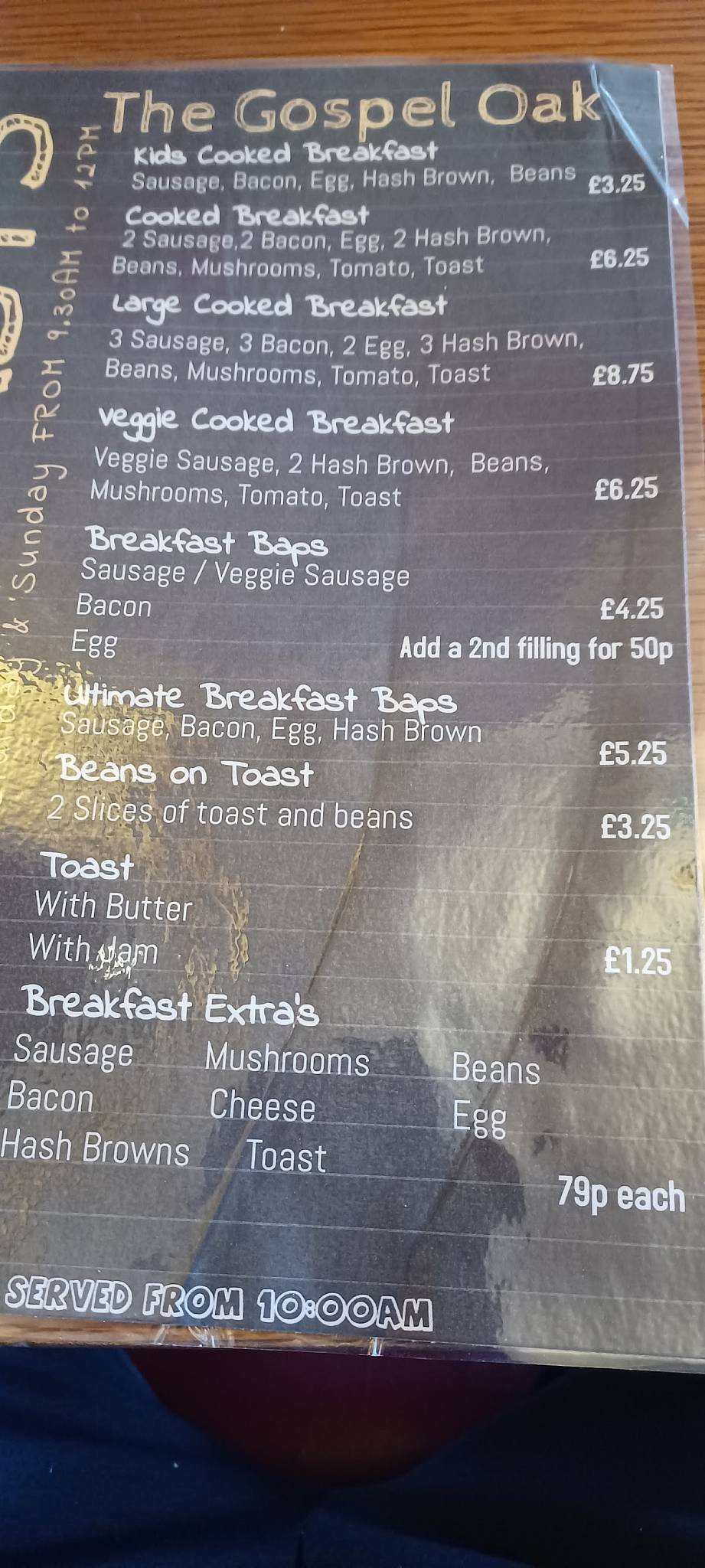 Menu at Gospel Oak Tipton pub & bar, Tipton, 1 Bilston Rd