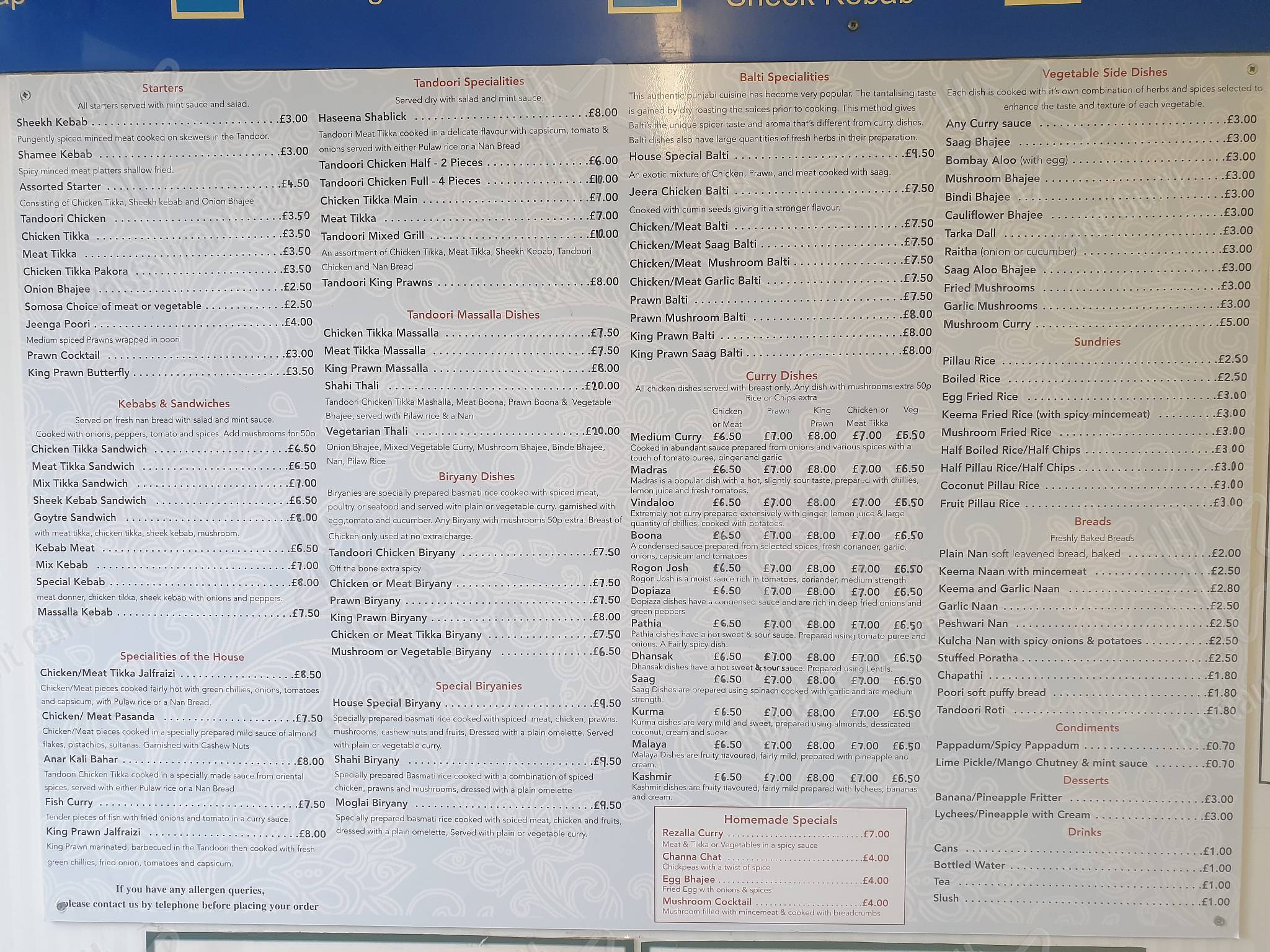 Menu at Goytre chippy & indian restaurant, Pontypool