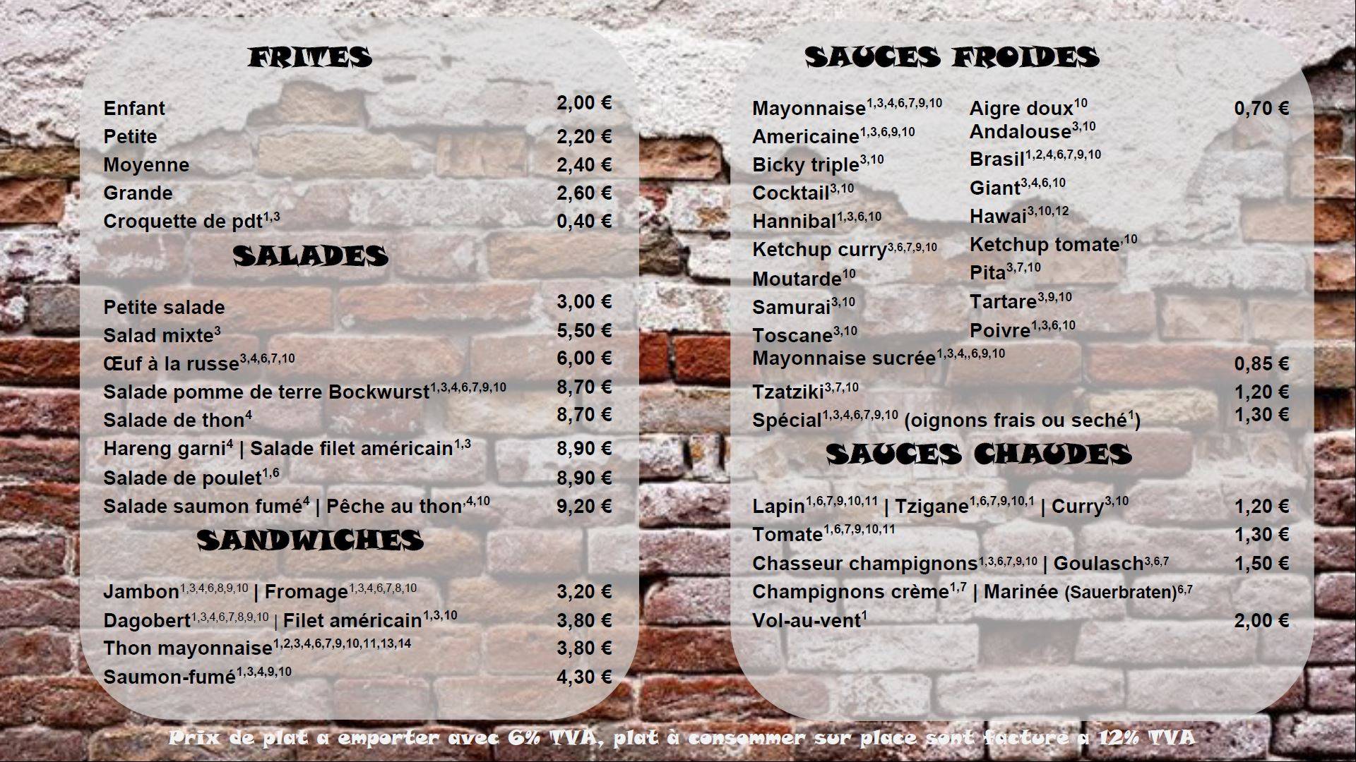 Menu at Graffiti Snack, Lontzen, Lütticher Straße 16