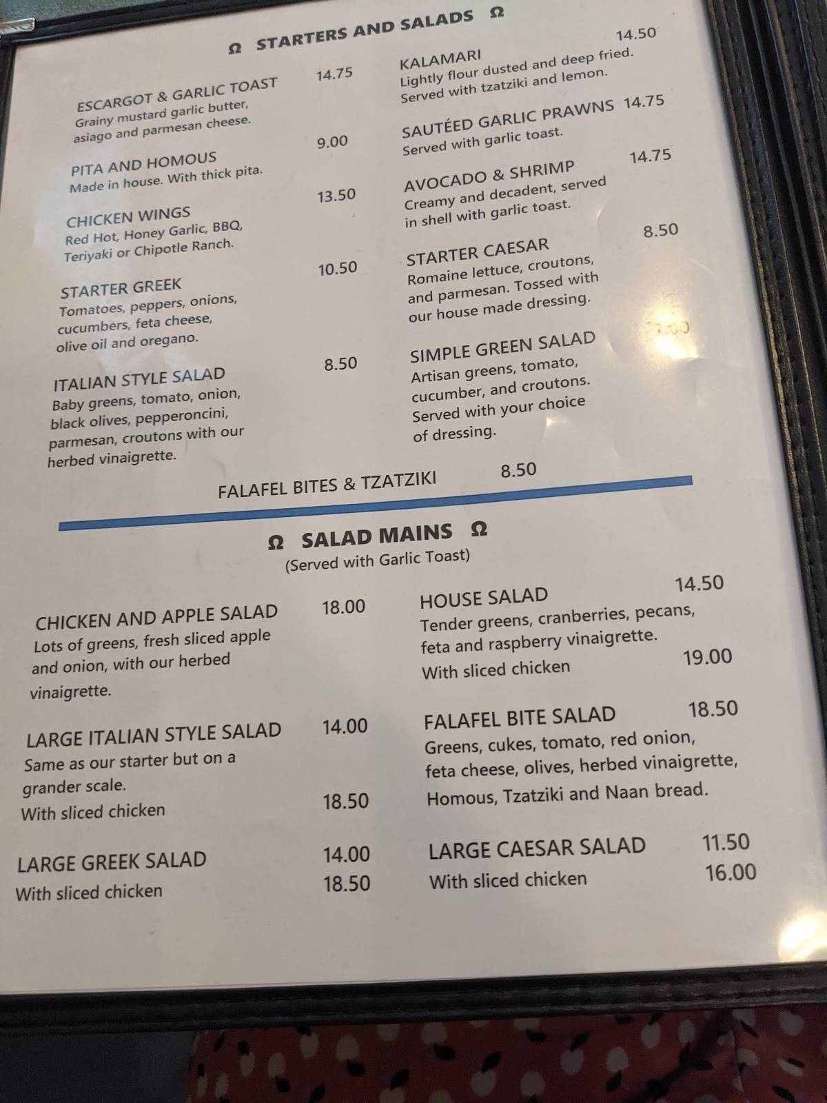 Menu at Omega Restaurant, Grand Forks, Crowsnest Highway