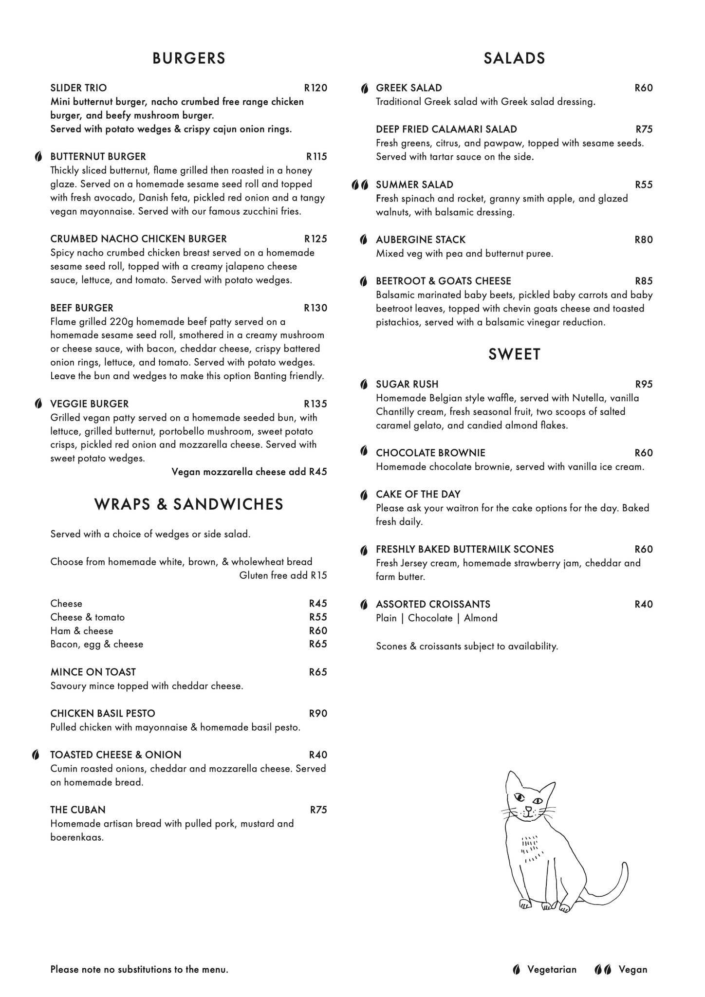 Menu at Grass Roof restaurant, Port Elizabeth