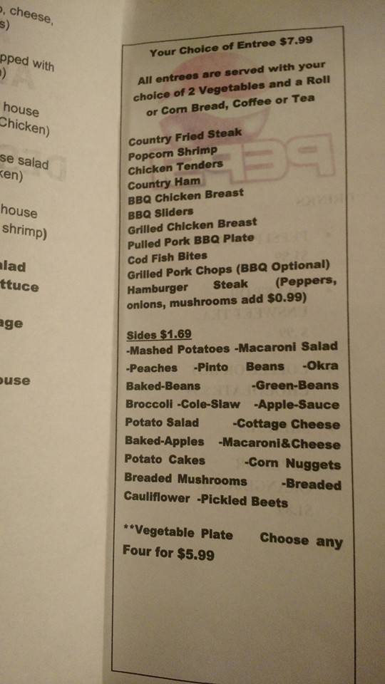 Menu at Grayson Restaurant, Wytheville