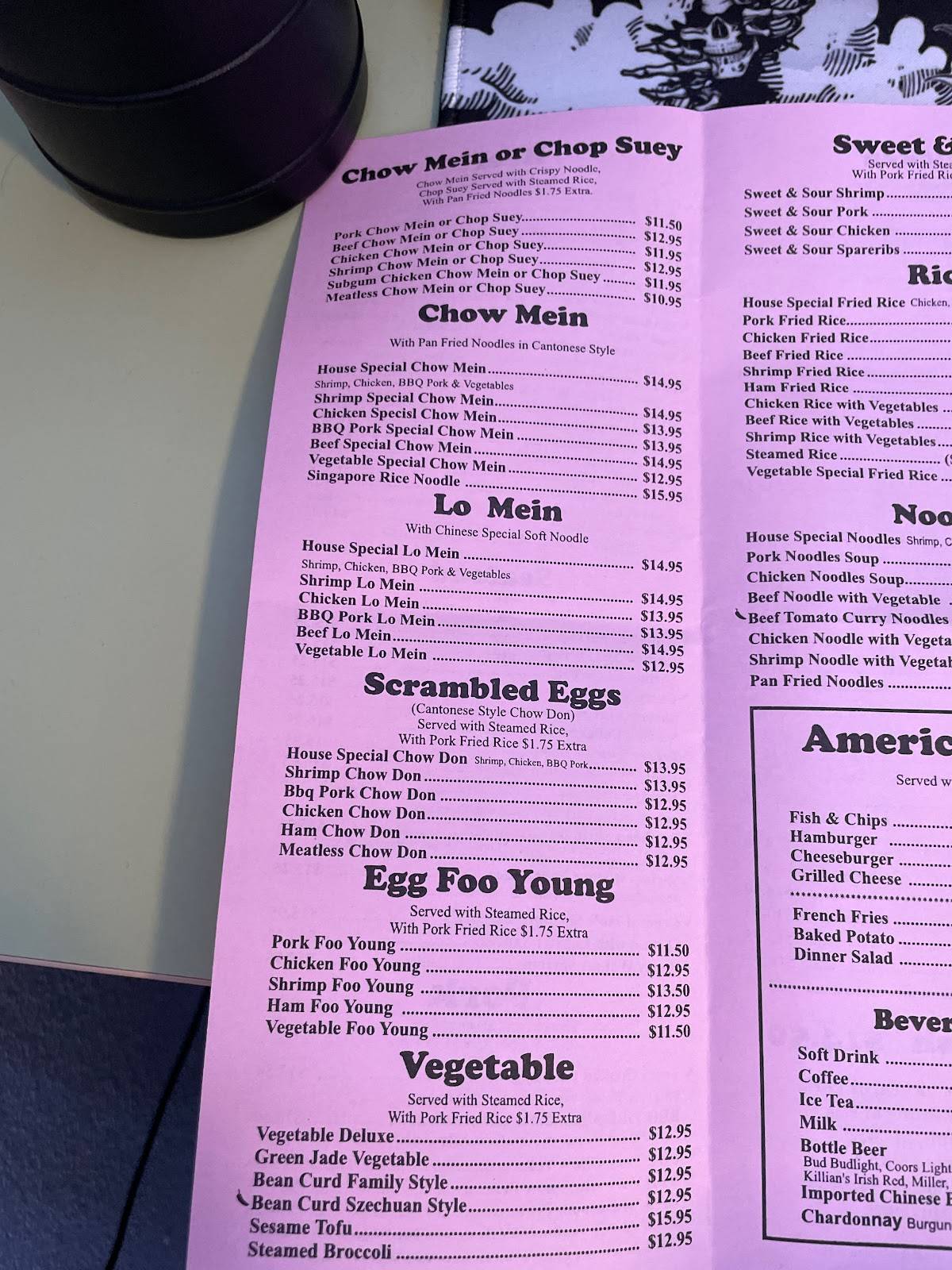 Menu at Great Shanghai restaurant, Yakima