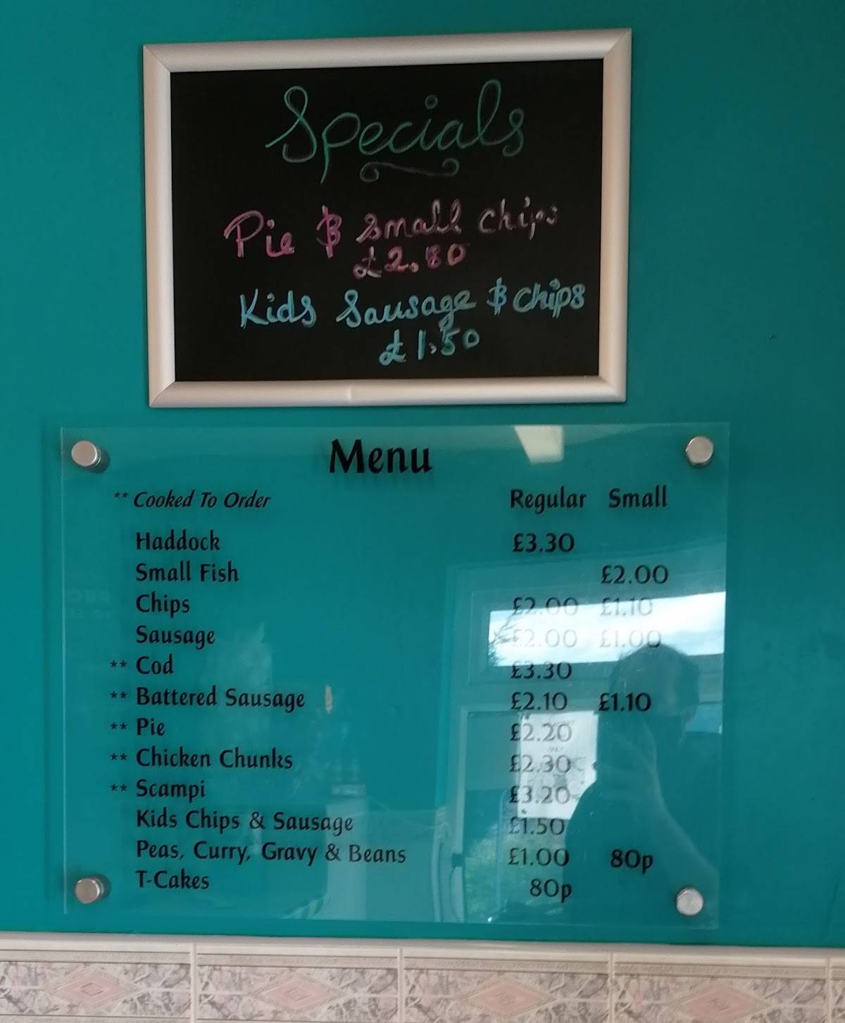 Menu at Green Hut Fisheries restaurant, Huddersfield