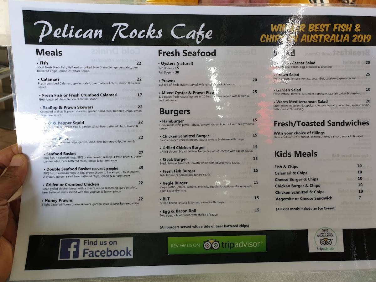 Menu at Pelican Rocks Seafood Restaurant & Cafe, Greenwell Point