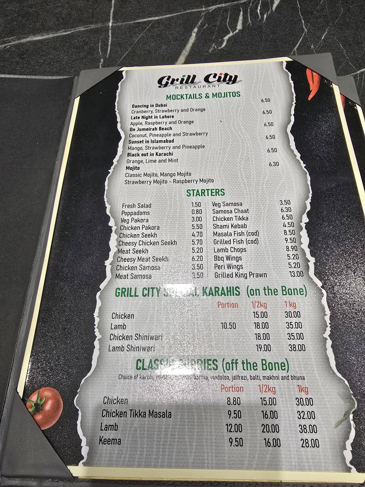 Menu at Grill City restaurant, Bradford