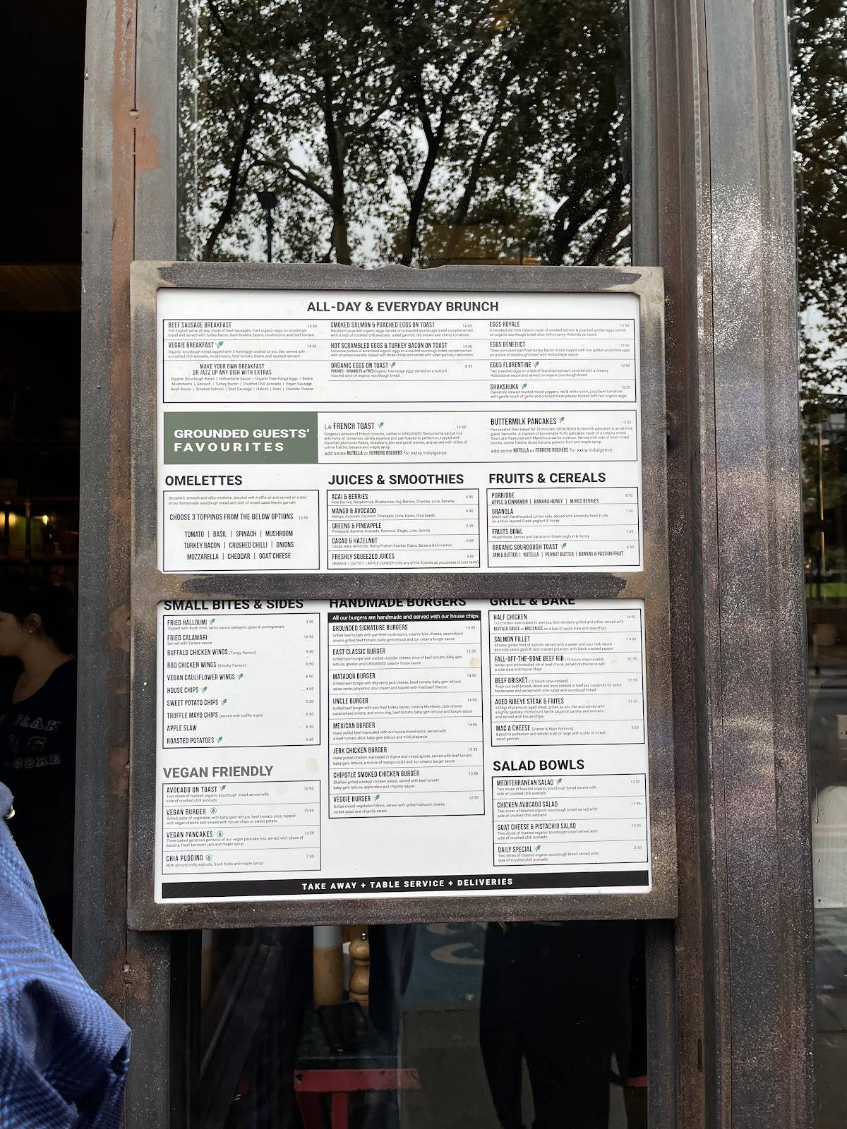 Menu at Grounded London restaurant, London, 90
