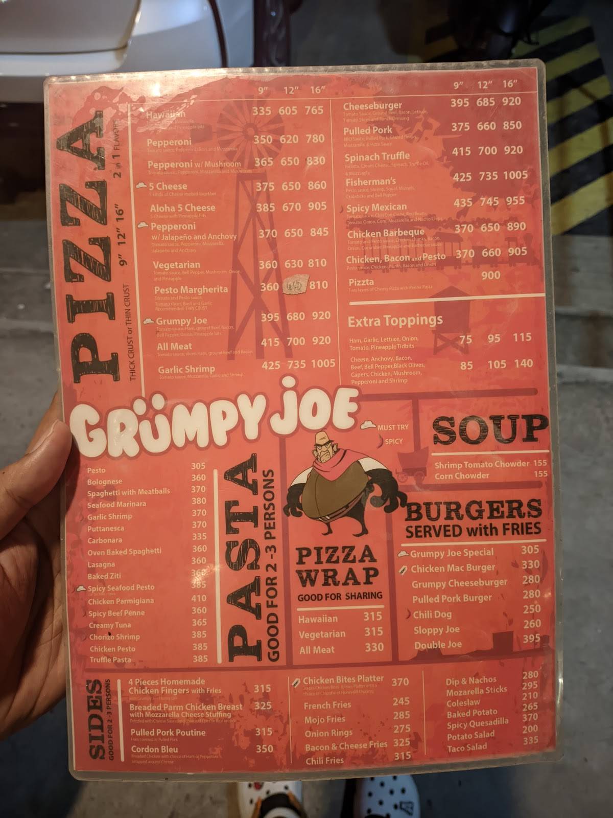Menu at Grumpy Joe La Union restaurant, San Fernando, CCC Building