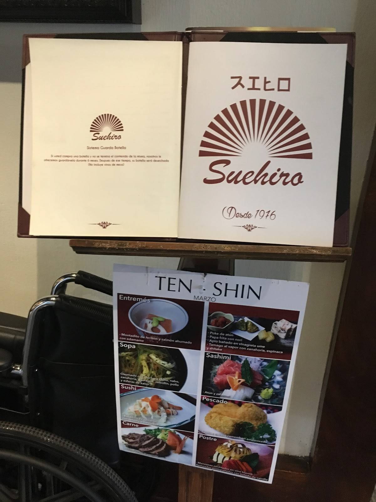 Carta del restaurante Suehiro, Guadalajara