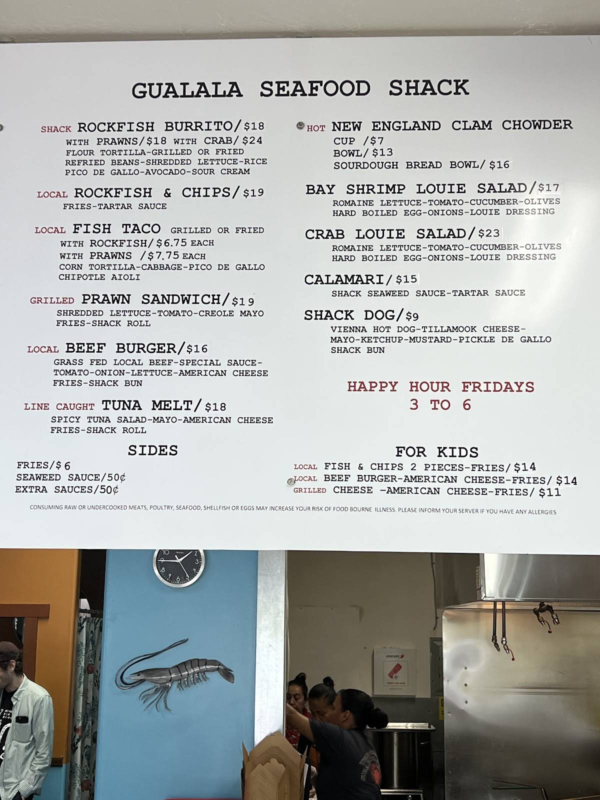 Menu at Gualala Seafood Shack restaurant, Gualala