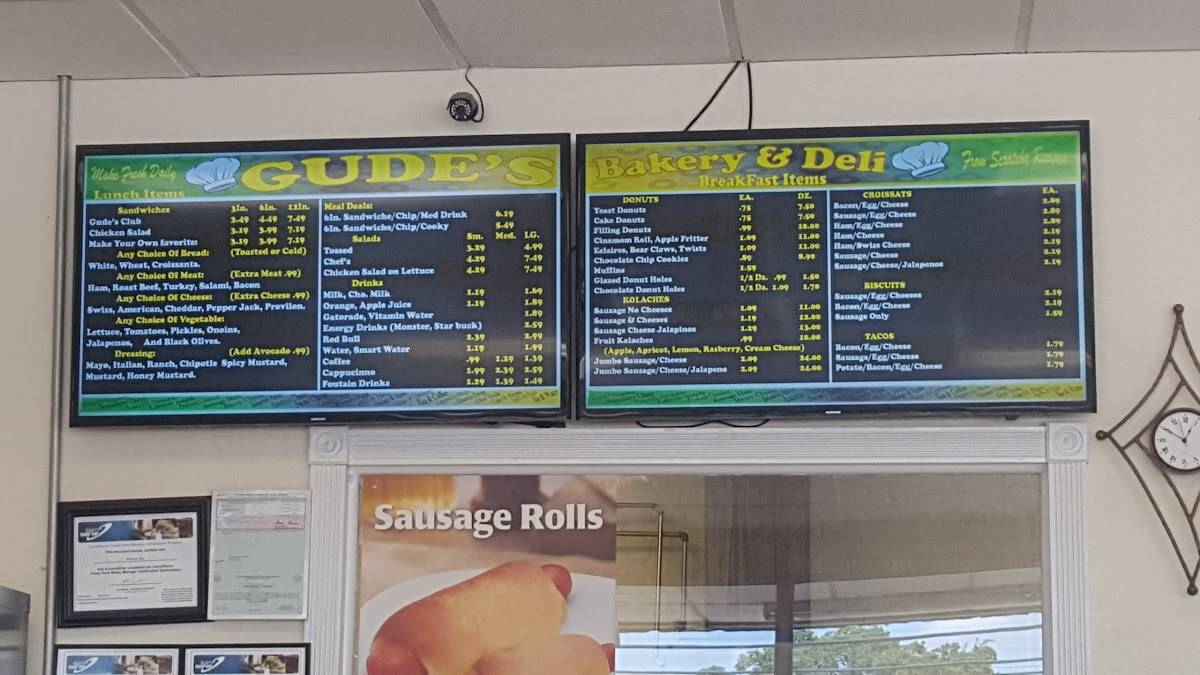 Menu at Gude's Bakery & Deli, Burnet